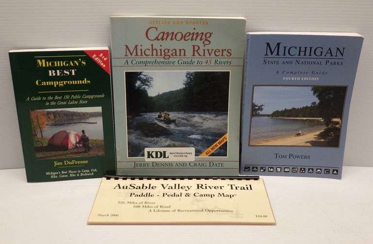 (4) Michigan campground, parks, and canoeing soft cover books, includes ...