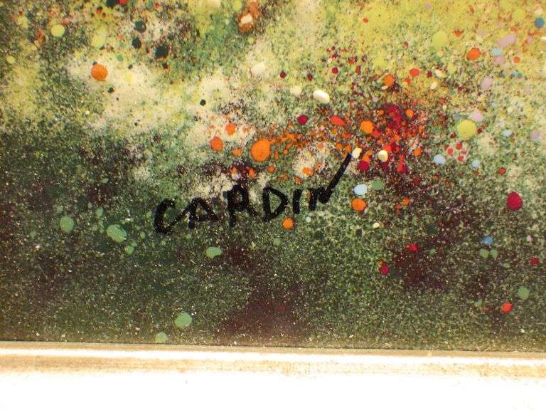 (2) Original Joseph Cardin enamel on copper art, 13 3/4" x 11 3/4 ...