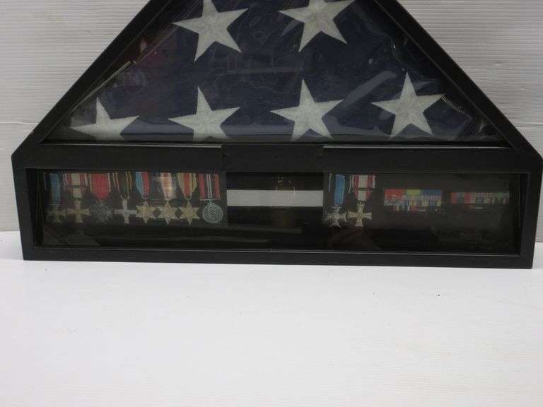 Military American flag display case with flag compartment for military ...