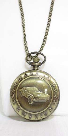 Quartz bronze Ford Mustang pocket watch, new - Albrecht Auction Service