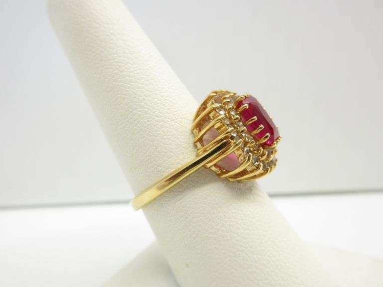 14K HGE Lind garnet/ruby ring, approx. size 7; 10K Cross pendant on 14K ...
