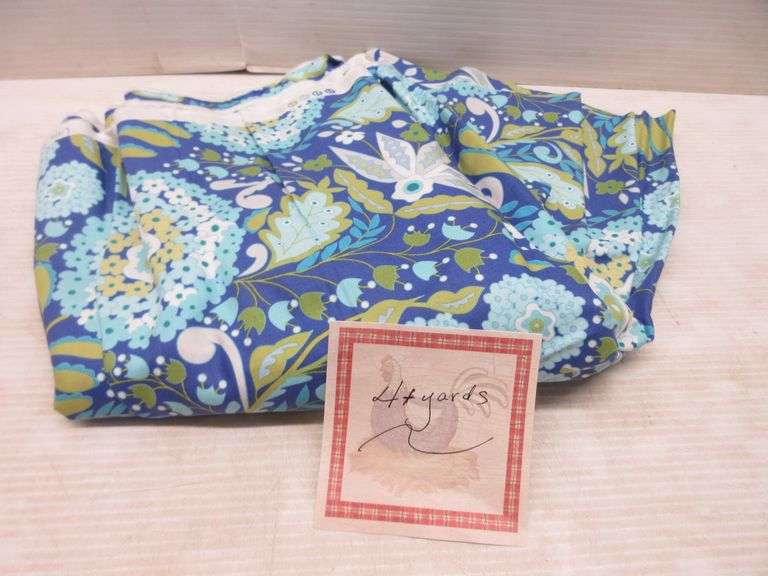 4 yards of blue floral fabric by Dena Designs - Albrecht Auction Service