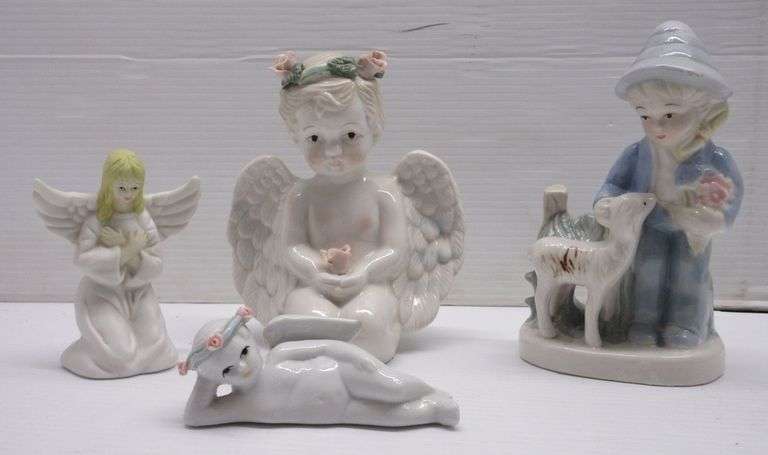 Pastel angel holiday collection, include: Kneeling angel, 6"; Reclining ...