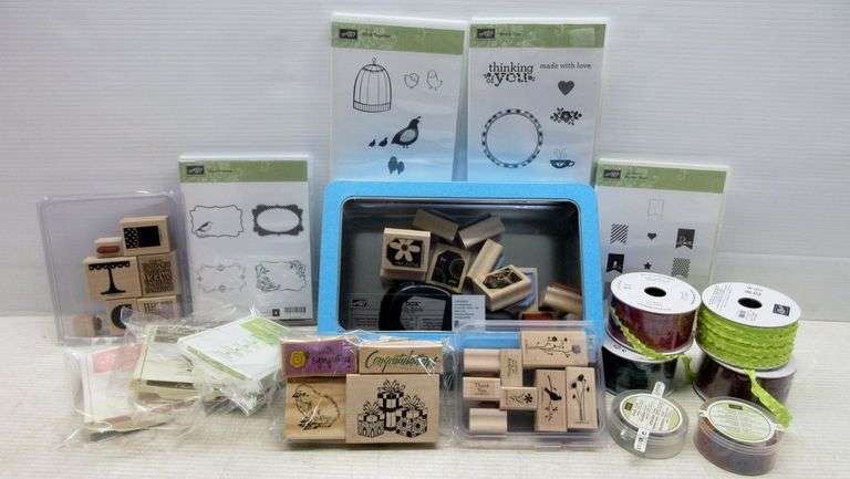 Stampin' Up Items, includes: (6) Stamp sets, (3) Ink pads, (4) Ribbon ...