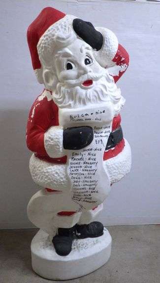Older Santa blow mold, 41"H, has paint loss and hole in the back ...