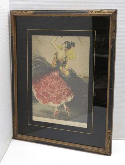 Icart style "Spanish Dancer" etching by R. Robillard, hand signed, 15 ...