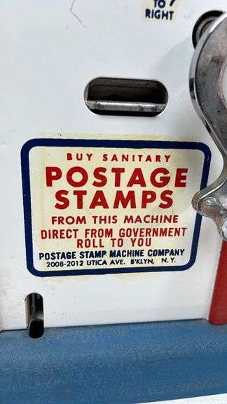 Older USPS postage stamp vending machine by "Postage Stamp Machine Co ...