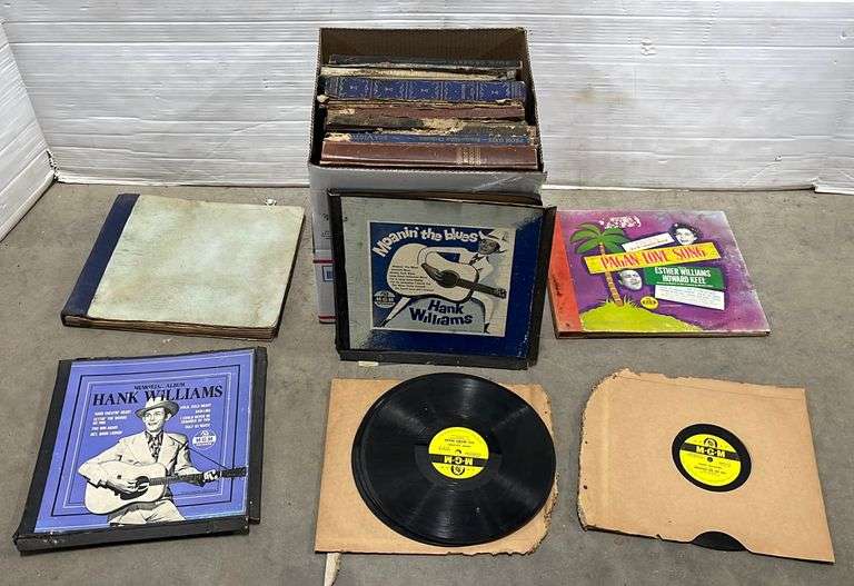(11) Books of 78 RPM records, (2) Sets of Hank Williams RPM records, (5 ...