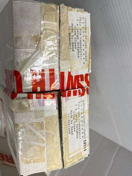 Set of (6) Suffolk Studio glass large dolphin stem glasses, made by ...