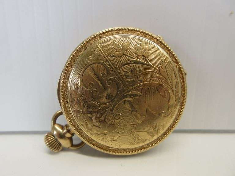 Antique ladies Elgin watch, 14K gold over case, watch fob necklace ...