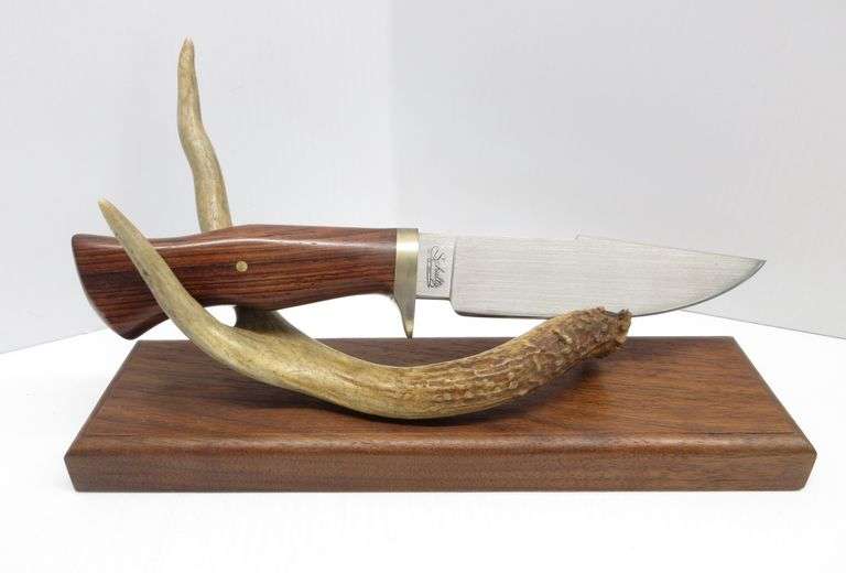 Schultz knife works, fixed blade, custom, knife with wood handle, 9 1/2 ...