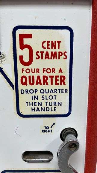 Older USPS postage stamp vending machine by "Postage Stamp Machine Co ...