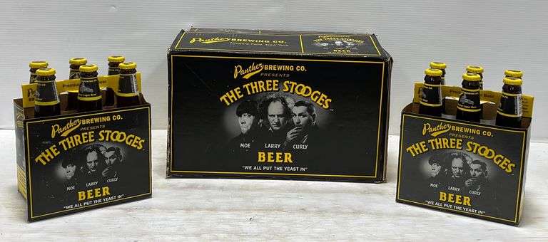 (2) 6-Packs of Three Stooges Beer with case - Albrecht Auction Service