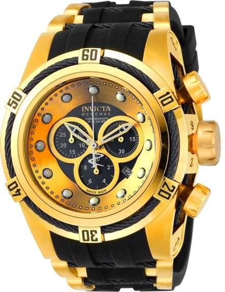 Invicta Reserve Bolt Zeus Watch, 18K gold plated, Swissmade, luminous ...