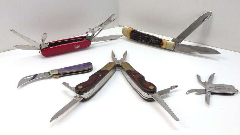 Steel Warrior knife, double blade with 3" blade; Gray hook knife with 2 ...