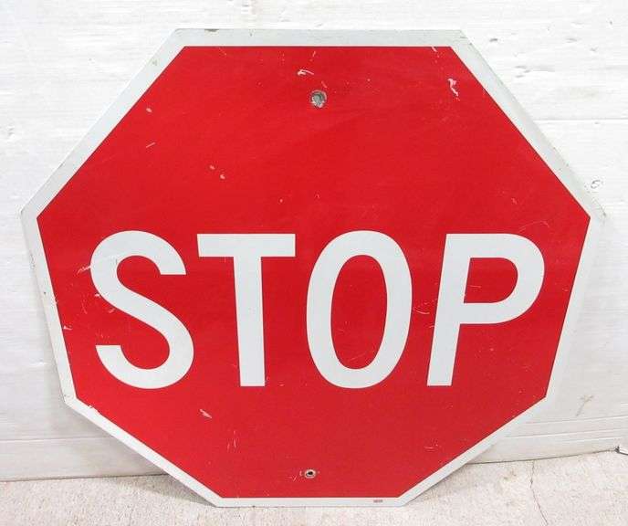 Stop sign, 30"W x 30", used condition - Albrecht Auction Service
