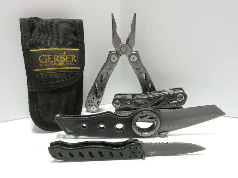 (1) Gerber gator clip point serrated with case, 8 1/2"L overall; (1 ...