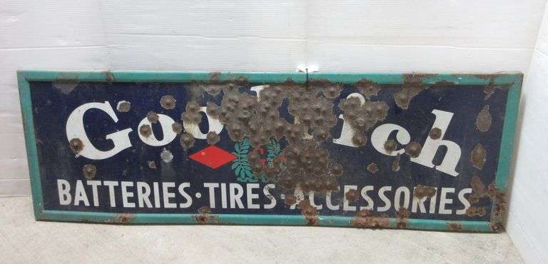 Older, "Goodrich Batteries, Tires and Accessories," sign, original, has ...