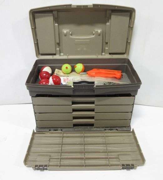 Largest 4-drawer Plano tackle box with hooks, bobbers, spoons, and more ...