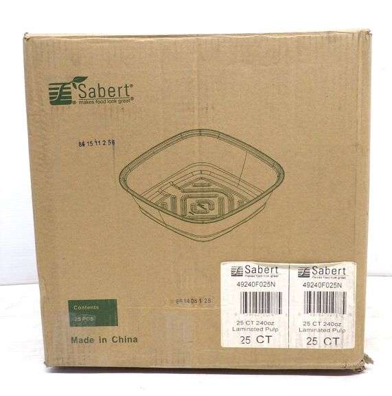 (25) Sabert laminated pulp large square bowls for restaurant, 24 oz ...