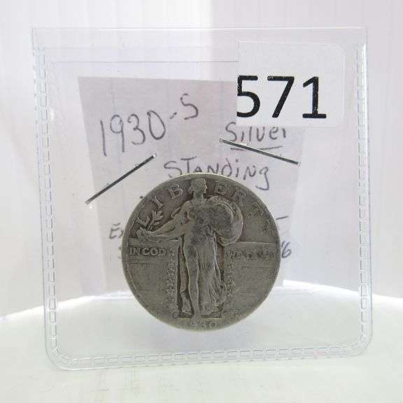 1930-S Silver Standing Liberty quarter, 90% silver, ex-nice shape ...