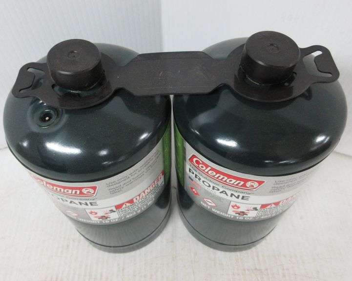 (2) Coleman propane camping tanks, both 16 oz., new - Albrecht Auction ...