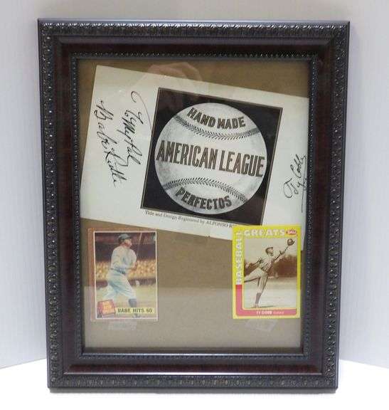Babe Ruth and Ty Cobb Signature Display, frame- 11" x 13", include Babe ...