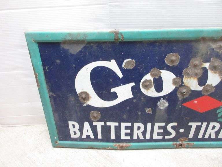 Older, "Goodrich Batteries, Tires and Accessories," sign, original, has ...