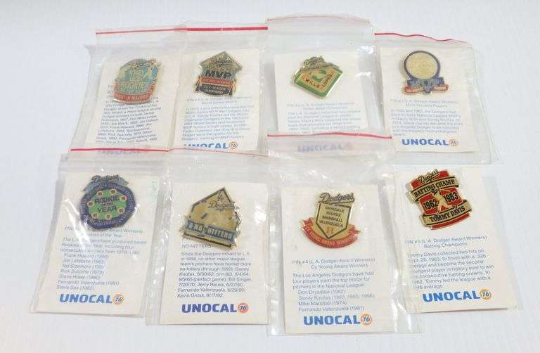 (8) Unocal 76 Baseball Pins - Albrecht Auction Service
