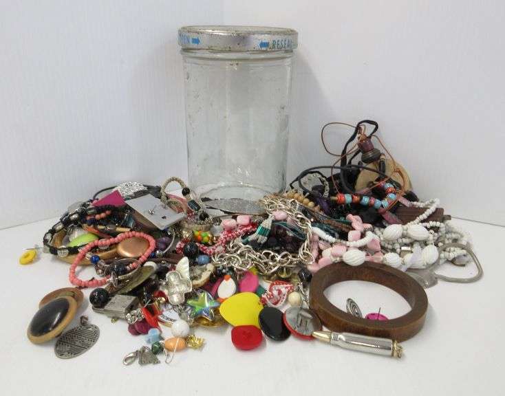 2-Quart jar filled with untested jewelry; Except where specifically ...