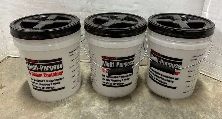 (3) Food prepper 5-gallon food safe buckets with gamma seal lids ...