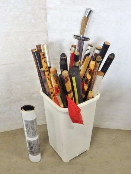 Martial arts sword, rattan sticks, and poster, up to 33"L - Albrecht ...