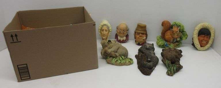 (16) Bosson's of England Chalkware Figures and Heads, 1950's to 1960's ...