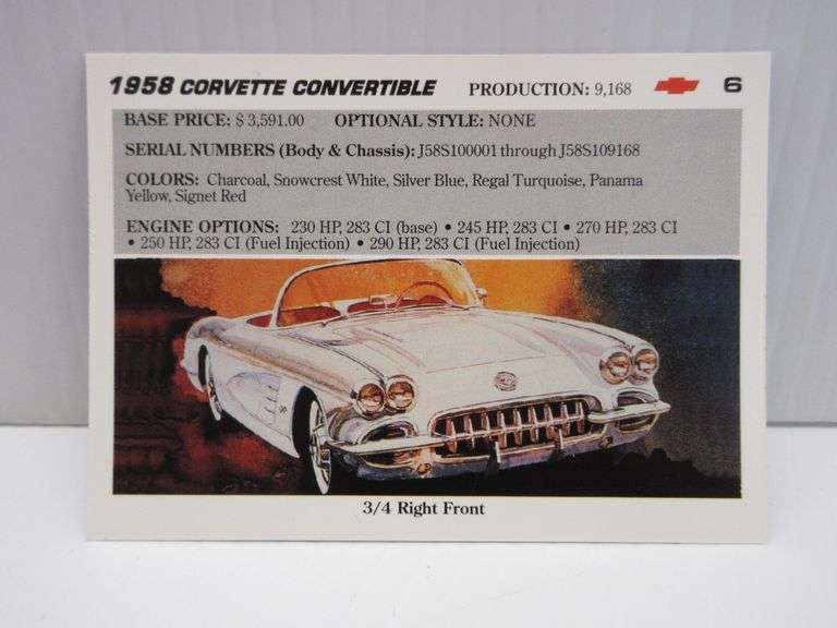 (5) Sets of Corvette cards, from 1991 - Albrecht Auction Service