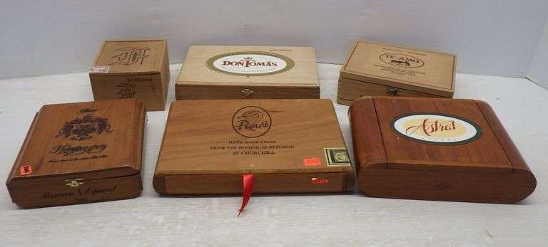 (6) Cigar boxes, various sizes, all great shape - Albrecht Auction Service