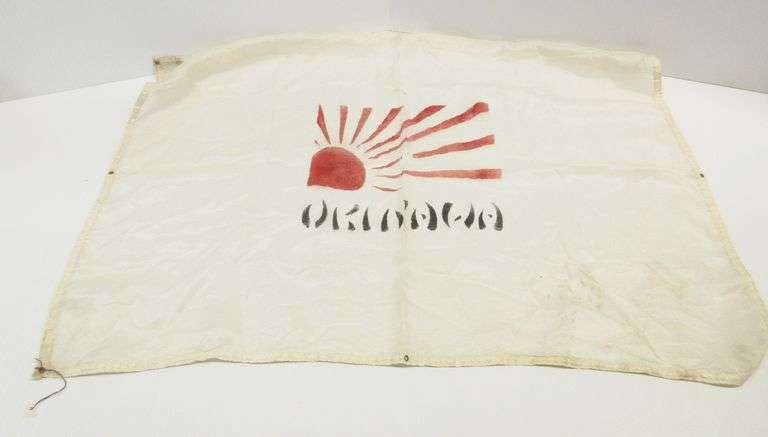 Authentic WWII silk Japanese rising sun family mourning flag, sewn in ...