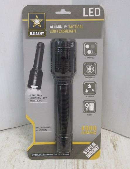 US Army 4000 lumens aluminium tactical flashlight, super bright, 3-beam ...