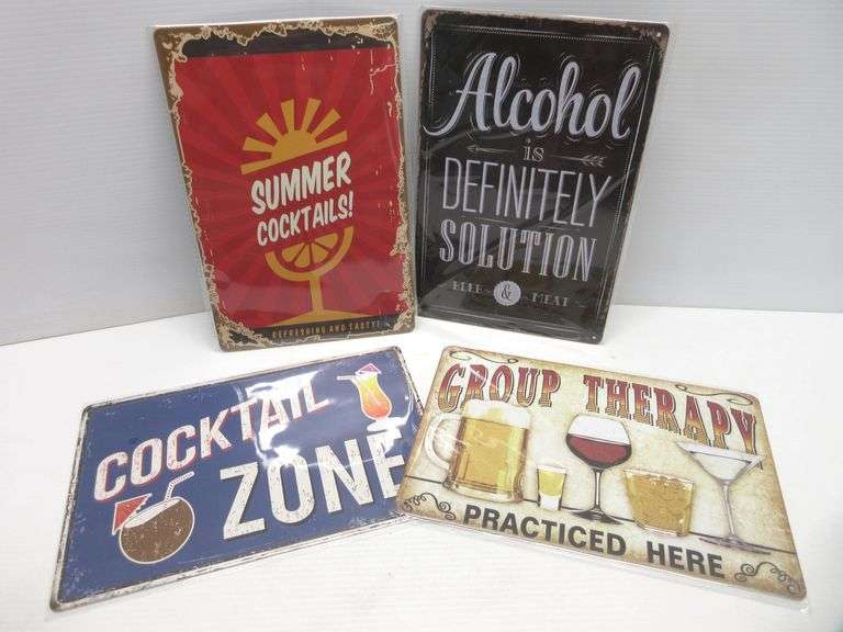 (4) Metal drinking signs, each- 8" x 12", in new condition - Albrecht ...