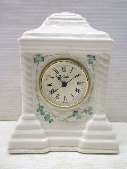 Belleek China clock, made in Ireland, 8"H, with no chips or scratches ...