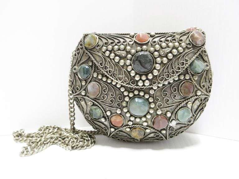 Antique stone purse, 5"W - Albrecht Auction Service