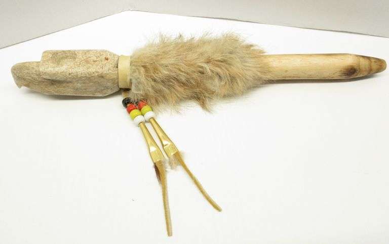 Native American Peace Pipe, soapstone eagle head with bowl wood stem ...
