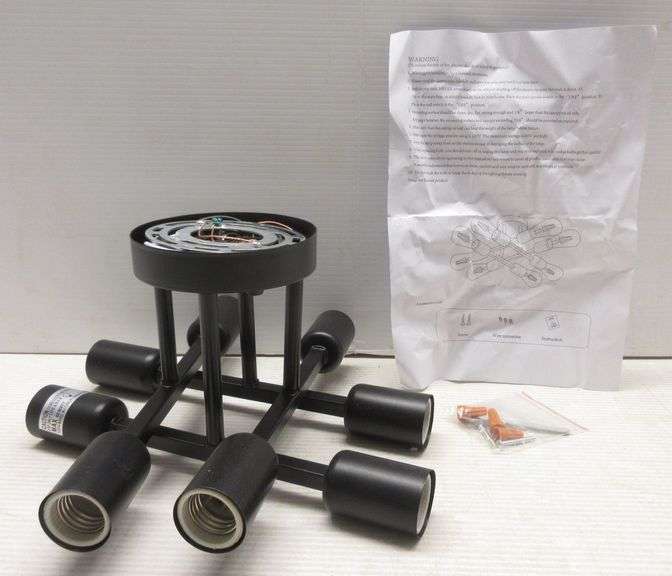 8-Bulb light fixture with modern design with screw and bracket, black ...