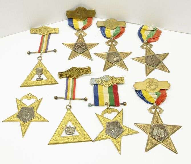 (8) Older Order of the Eastern Star Officer Medals/Badges 3" x 5 ...