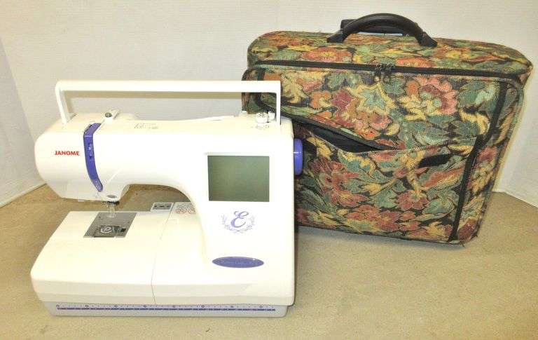 Janome memory craft 300E embroidery machine with carry case, cover, and ...