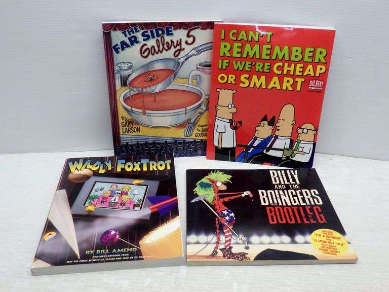 (4) Comic strip books, includes: Dilbert, Wildly Foxtrot, Bloom County ...