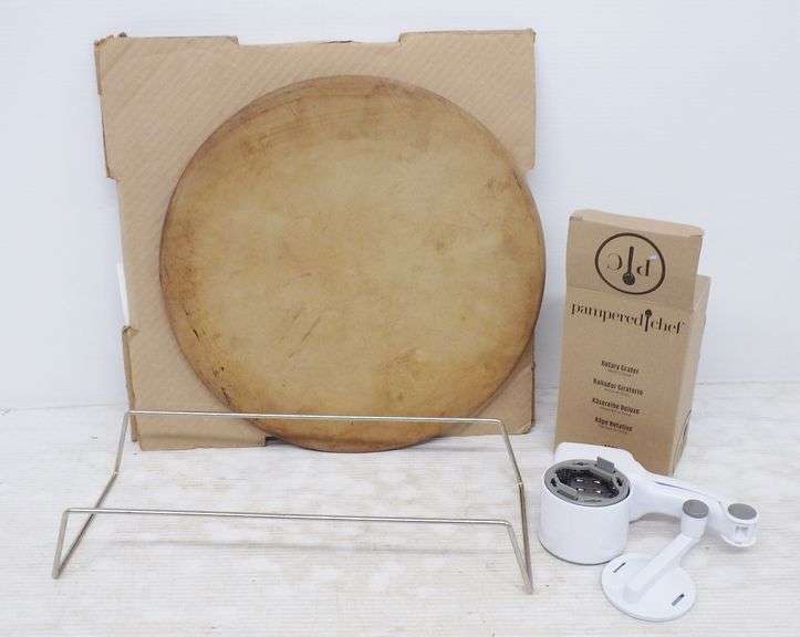 Pampered Chef rotary grater, never used; Seasoned pizza stone with ...