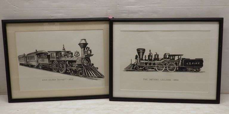 (2) Original watercolor paintings of famous steam locomotive trains ...