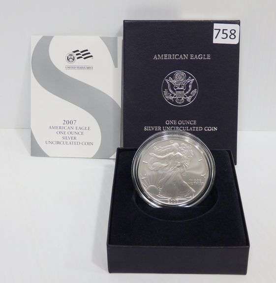 2007-W Silver American Eagle with COA, uncirculated - Albrecht Auction ...