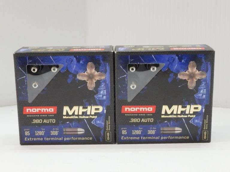 (40) Rounds of Norma MHP .380 Auto extreme terminal performance ammo ...