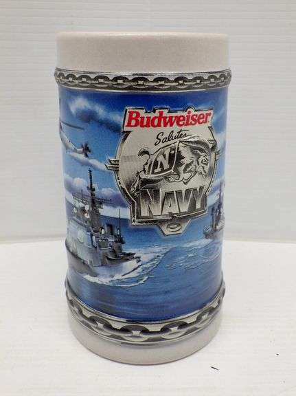 1995 US navy Budweiser military series salute beer stein, 6 1/4"H ...